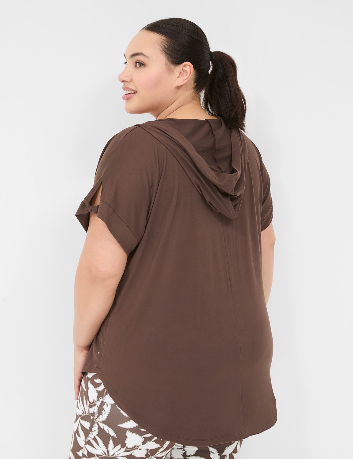LIVI Knot-Sleeve Recycled LIVI Soft Hooded Tunic | LaneBryant