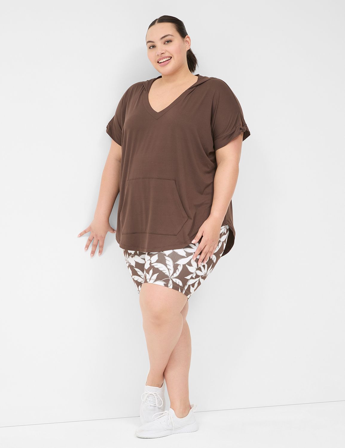 LIVI Knot-Sleeve Recycled LIVI Soft Hooded Tunic | LaneBryant