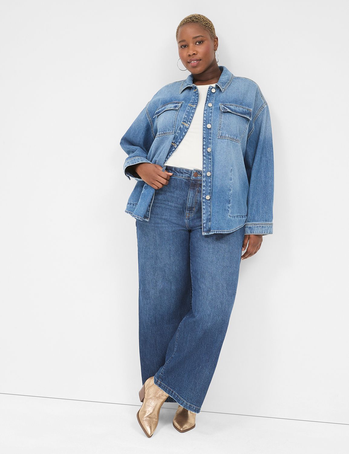 DENIM SHACKET - MEDIUM WASH 1142091 | LaneBryant