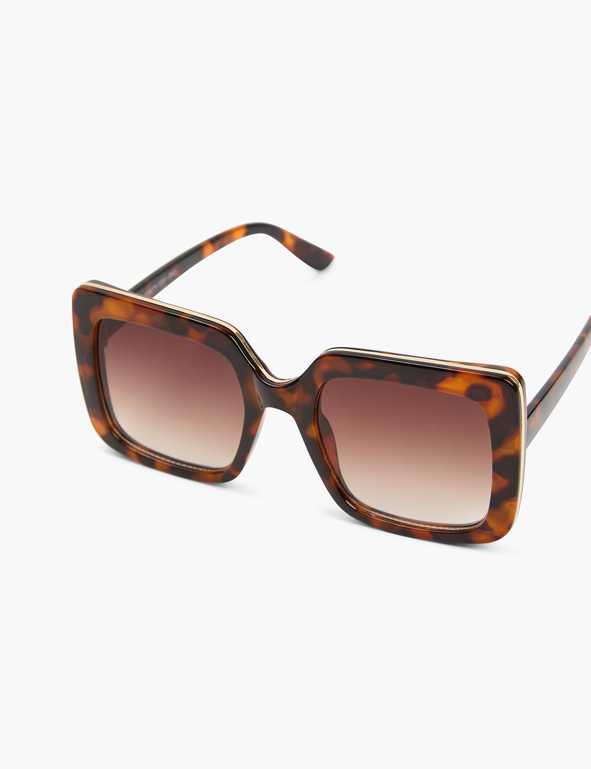 Tort with Gold Trim Square Sunglass | LaneBryant