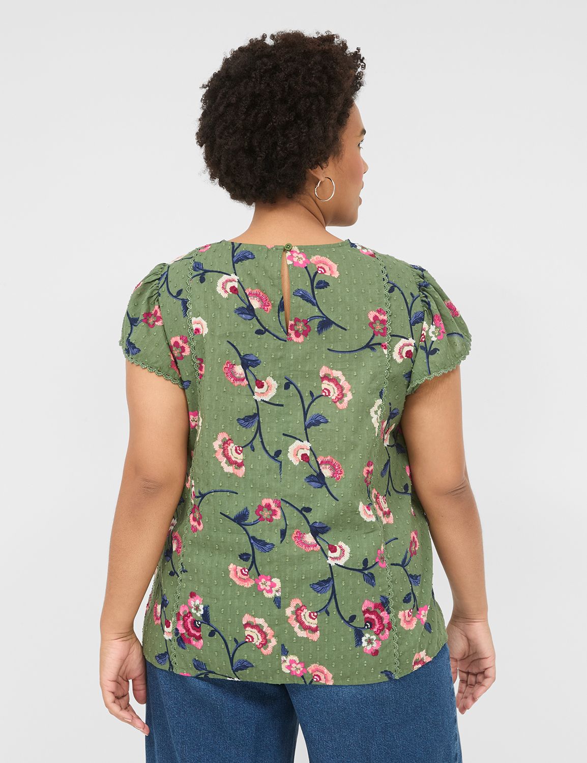 Swing Short Sleeve Crew Neck Blouse | LaneBryant