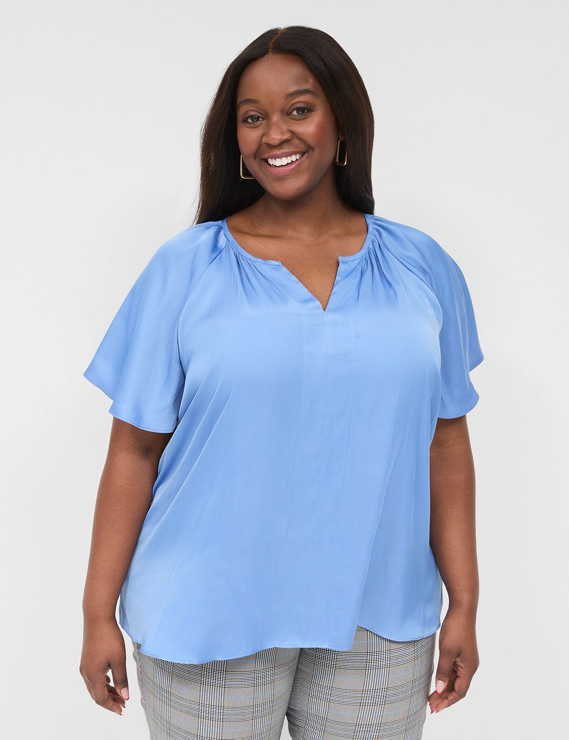 Short Flutter Sleeve Swing Top 1142 | LaneBryant