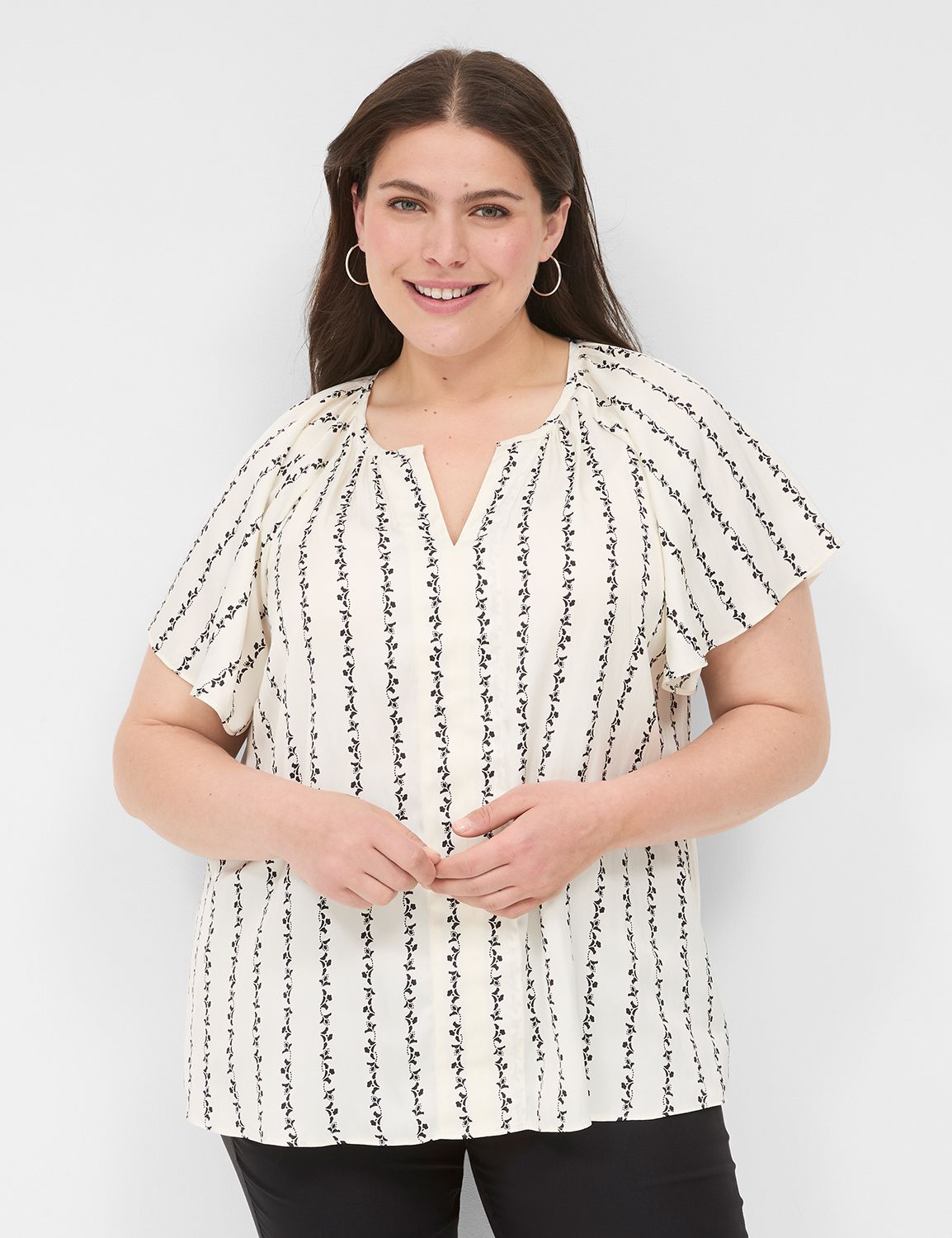 Short Flutter Sleeve Swing Top 1142 | LaneBryant
