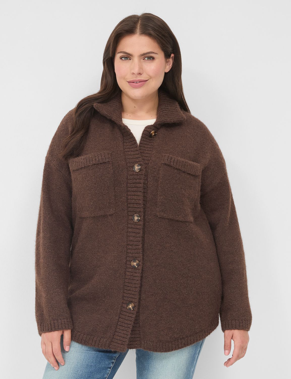 Classic Long Sleeve Open Front Butt | LaneBryant