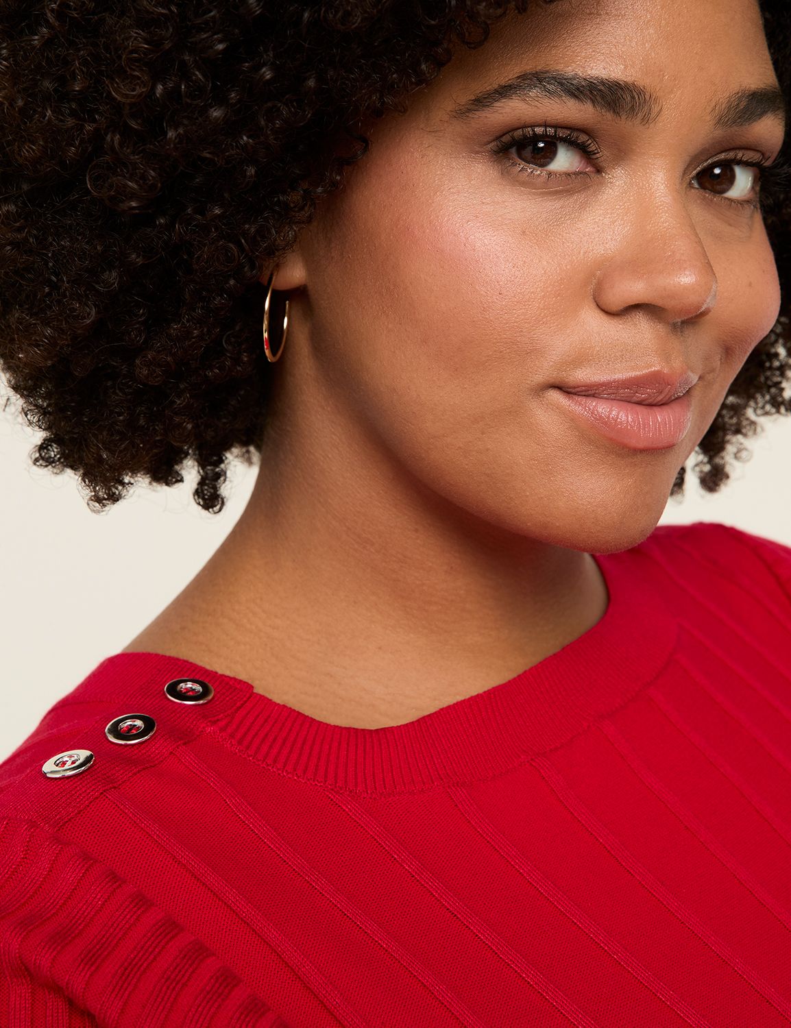 Fitted Long Sleeve Button Shoulder | LaneBryant