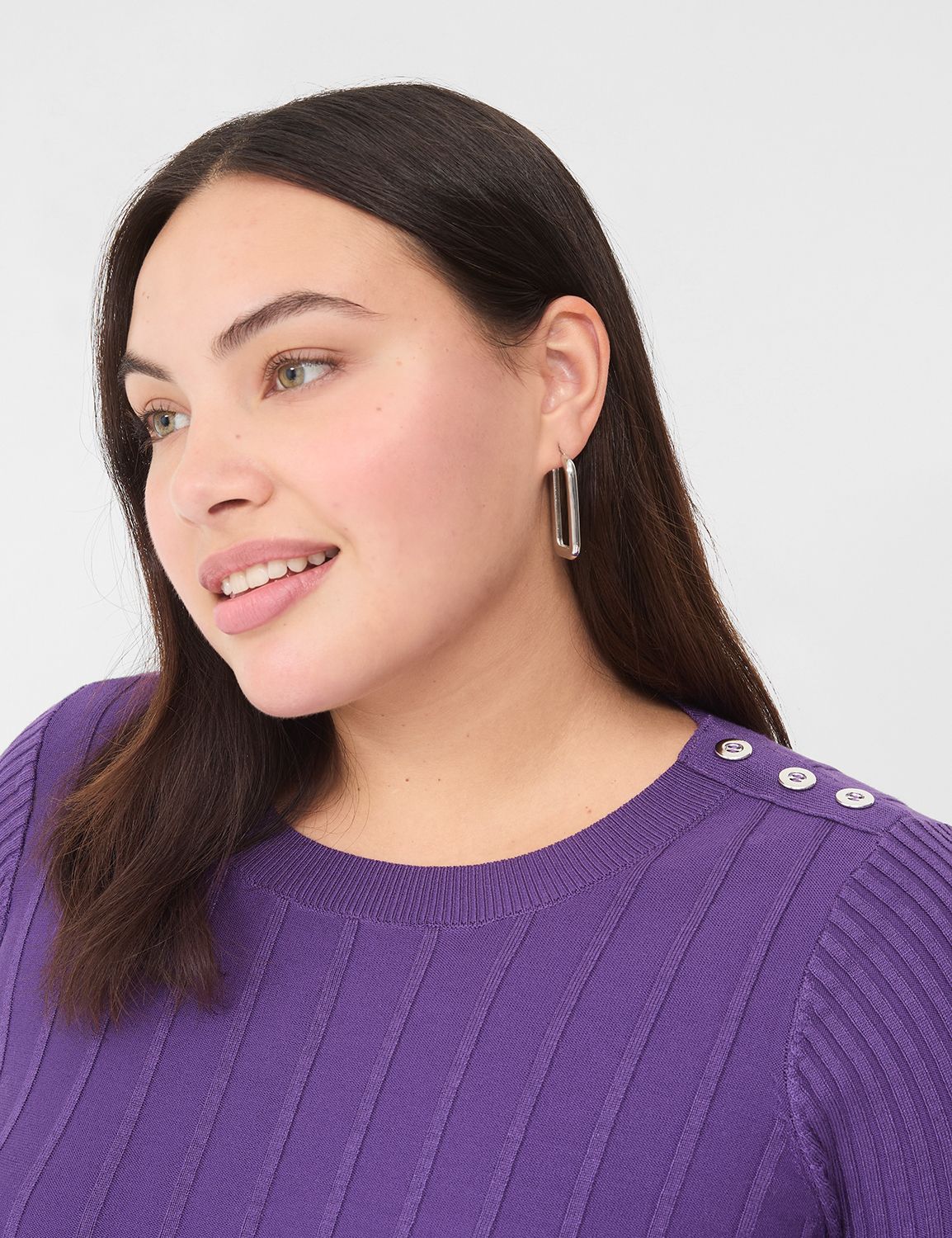 Fitted Long Sleeve Button Shoulder | LaneBryant