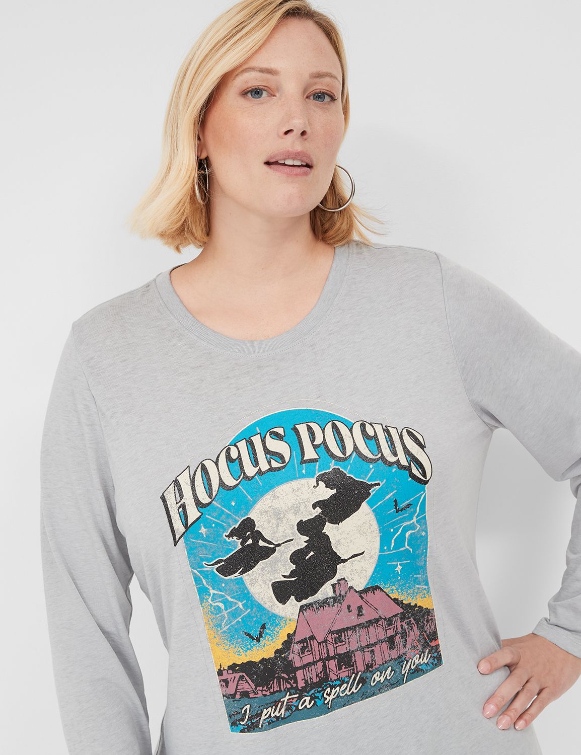 Glitter Hocus Pocus Graphic Long-Sleeve Shirt | LaneBryant