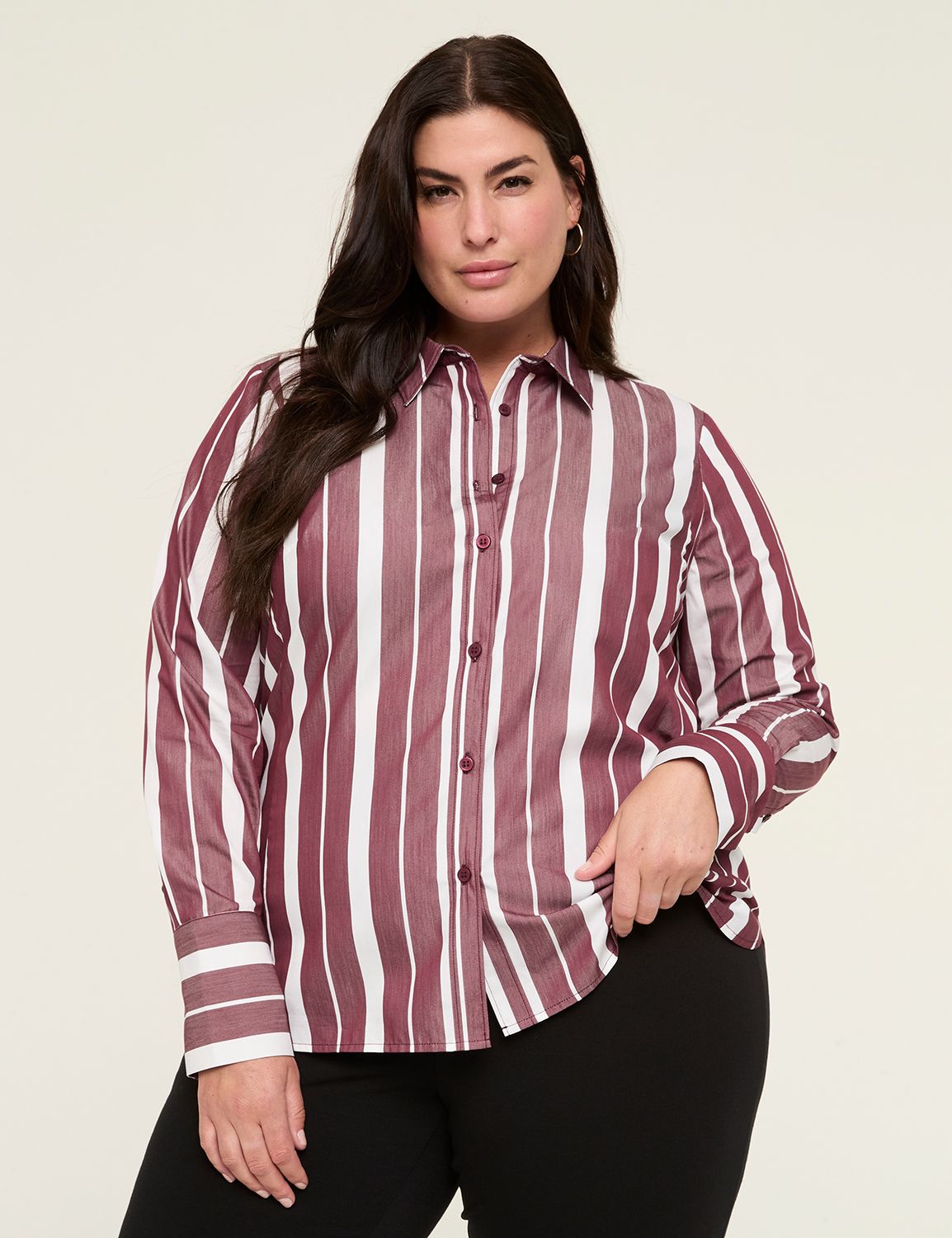 Classic Long Sleeve Button Down Gir | LaneBryant