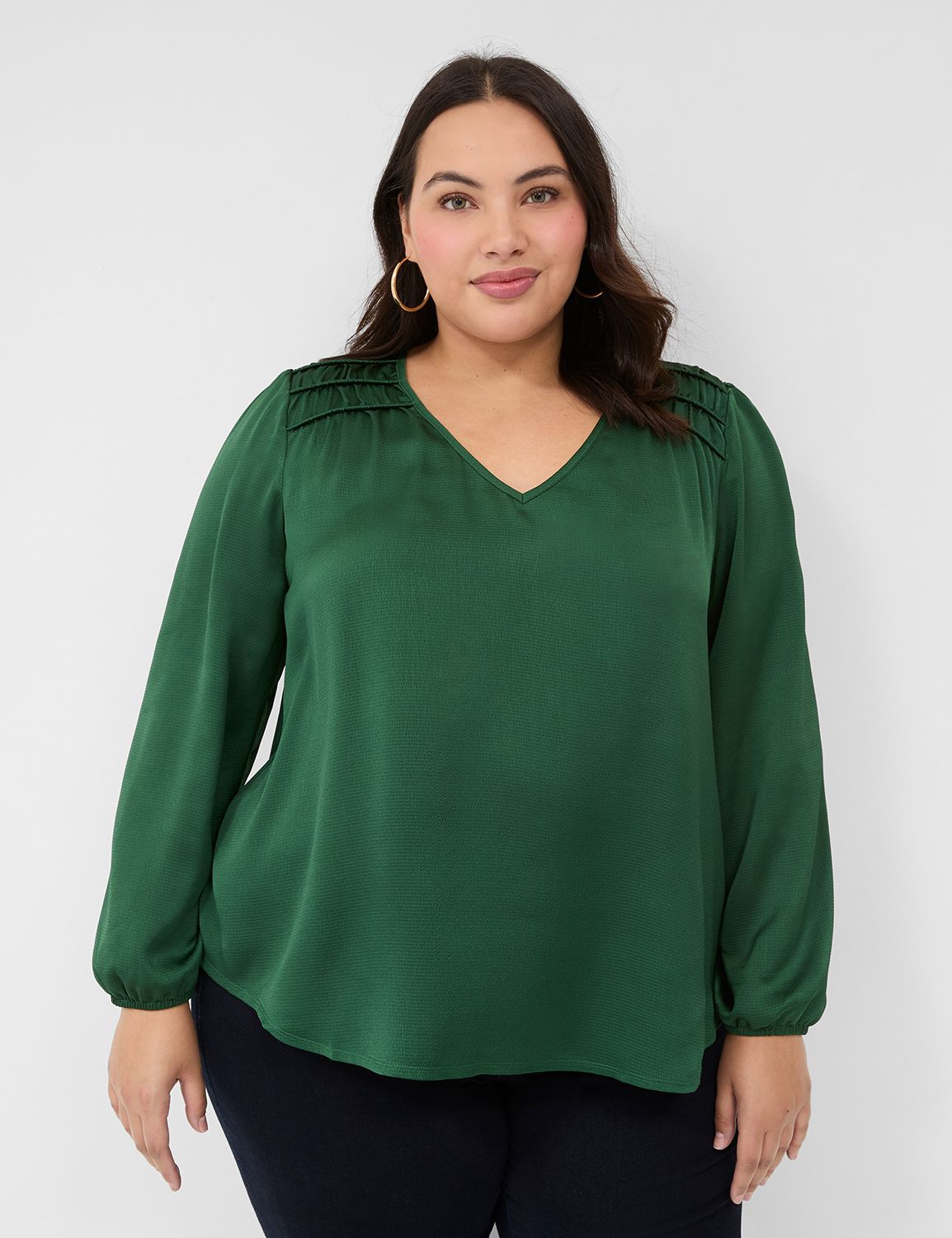 WV Classic Long Sleeve V-Neck Smock | LaneBryant