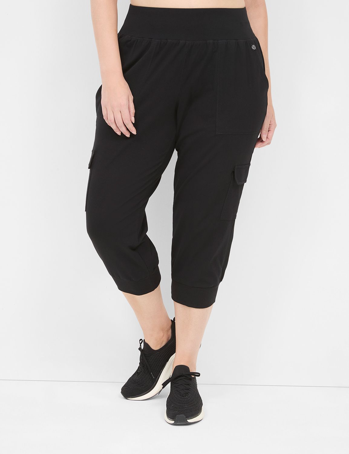 LIVI High-Rise Signature Stretch Capri Slim Cargo Jogger | LaneBryant