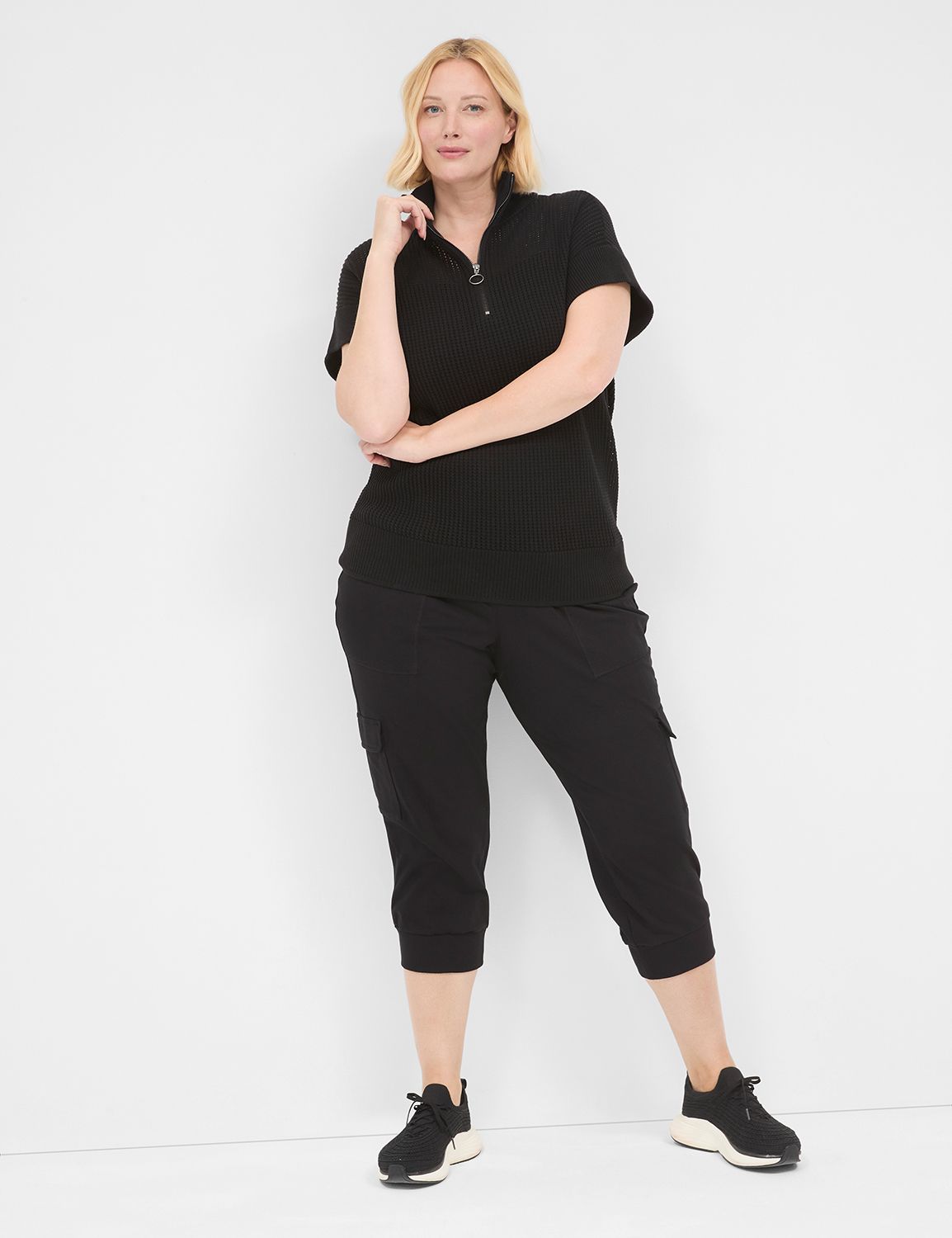 LIVI High-Rise Signature Stretch Capri Slim Cargo Jogger | LaneBryant