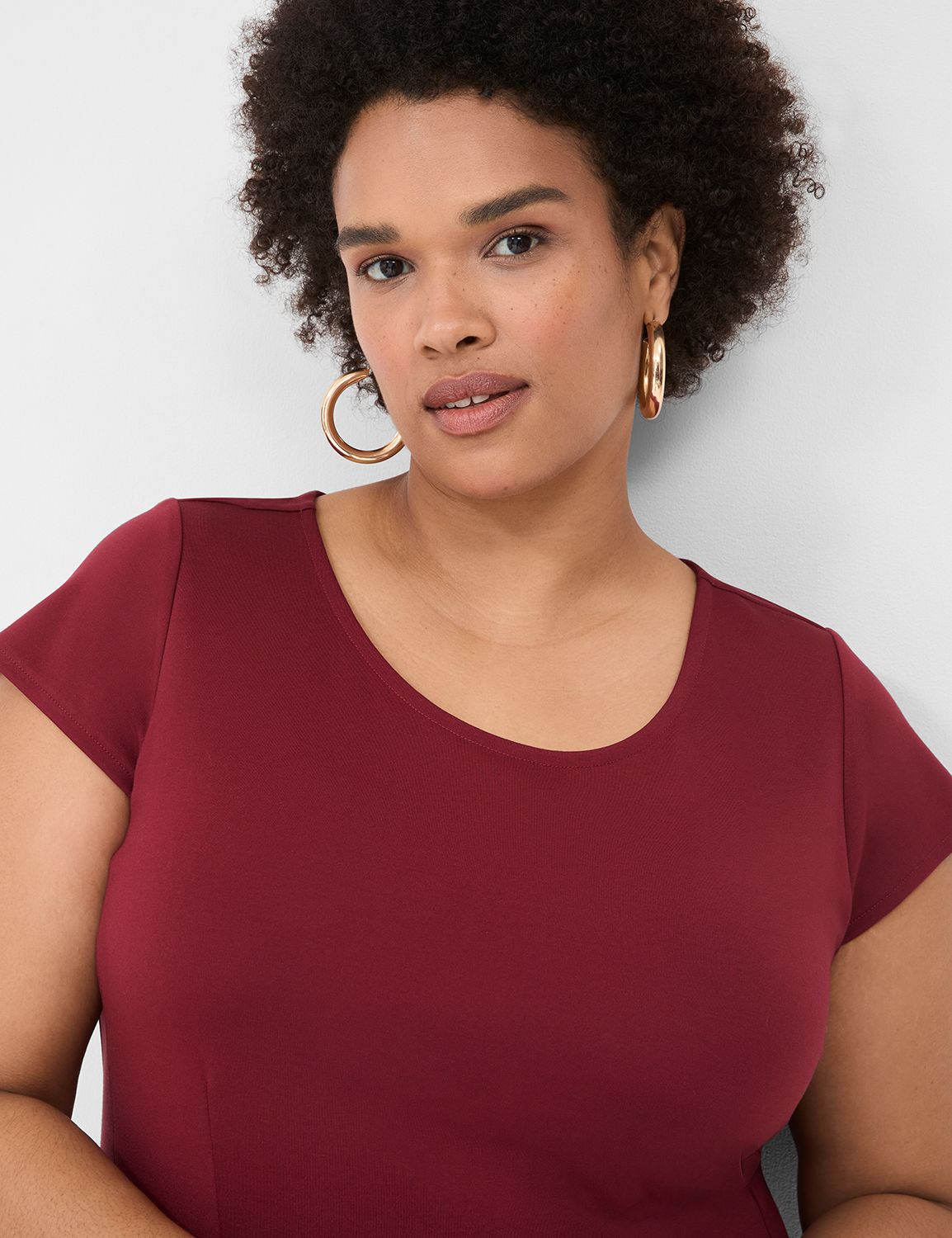Ponte Cap-Sleeve Crew-Neck Dress | LaneBryant