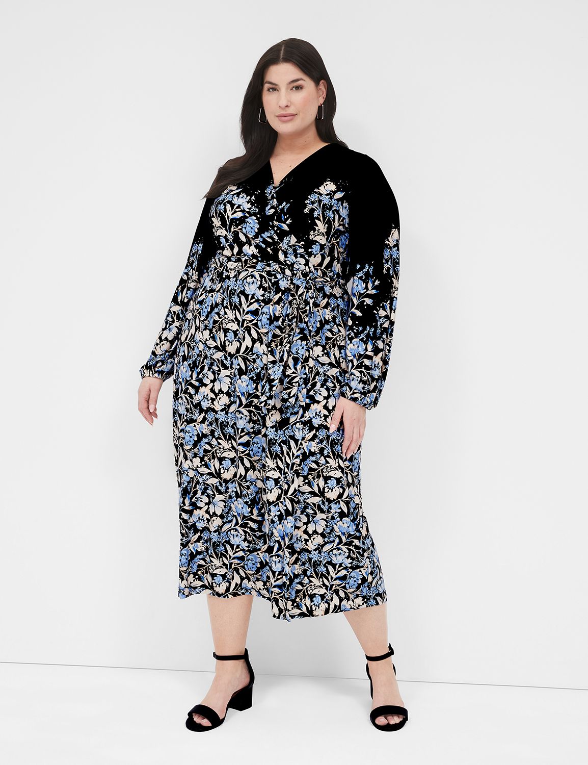 LS COLLARED FAUX WRAP DRESS 1141676 | LaneBryant