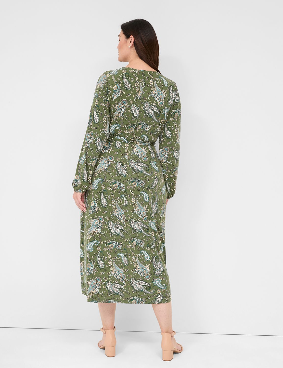 LS COLLARED FAUX WRAP DRESS 1141676