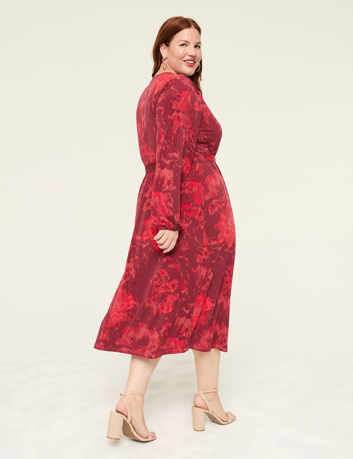 LS COLLARED FAUX WRAP DRESS 1141676