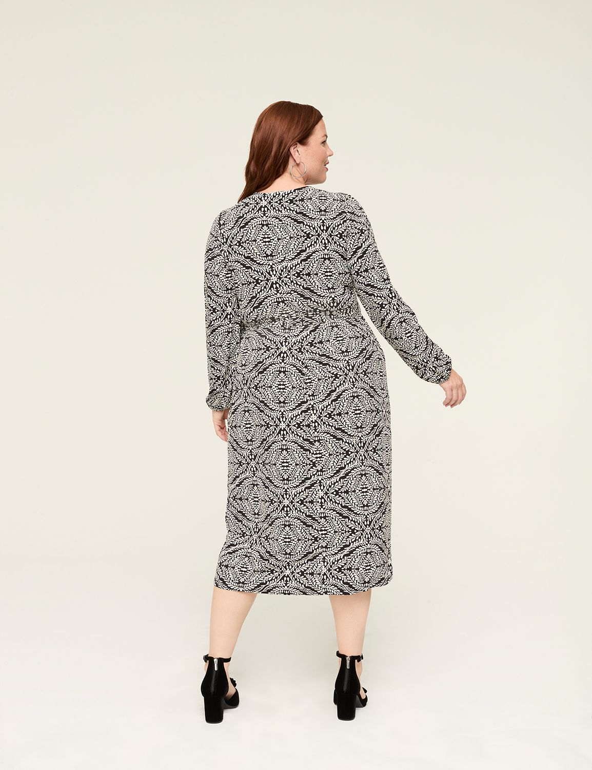 LS COLLARED FAUX WRAP DRESS 1141676