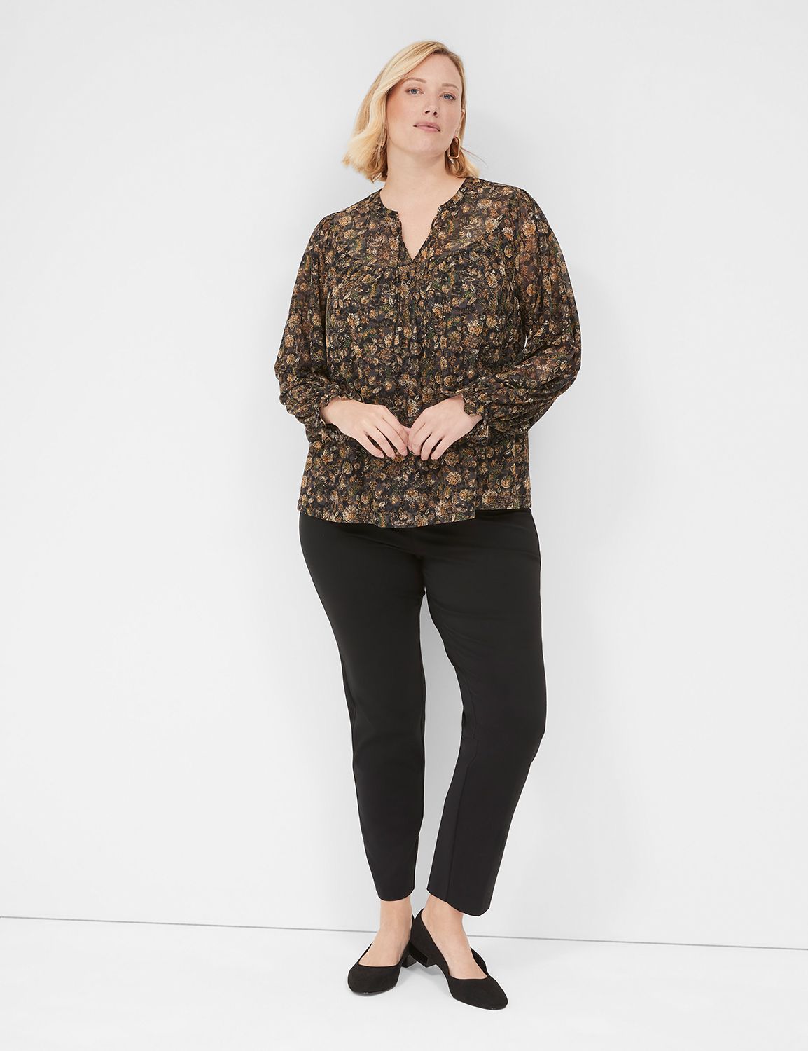 Long Sleeve Zen Neck Swing Top F 11 | LaneBryant
