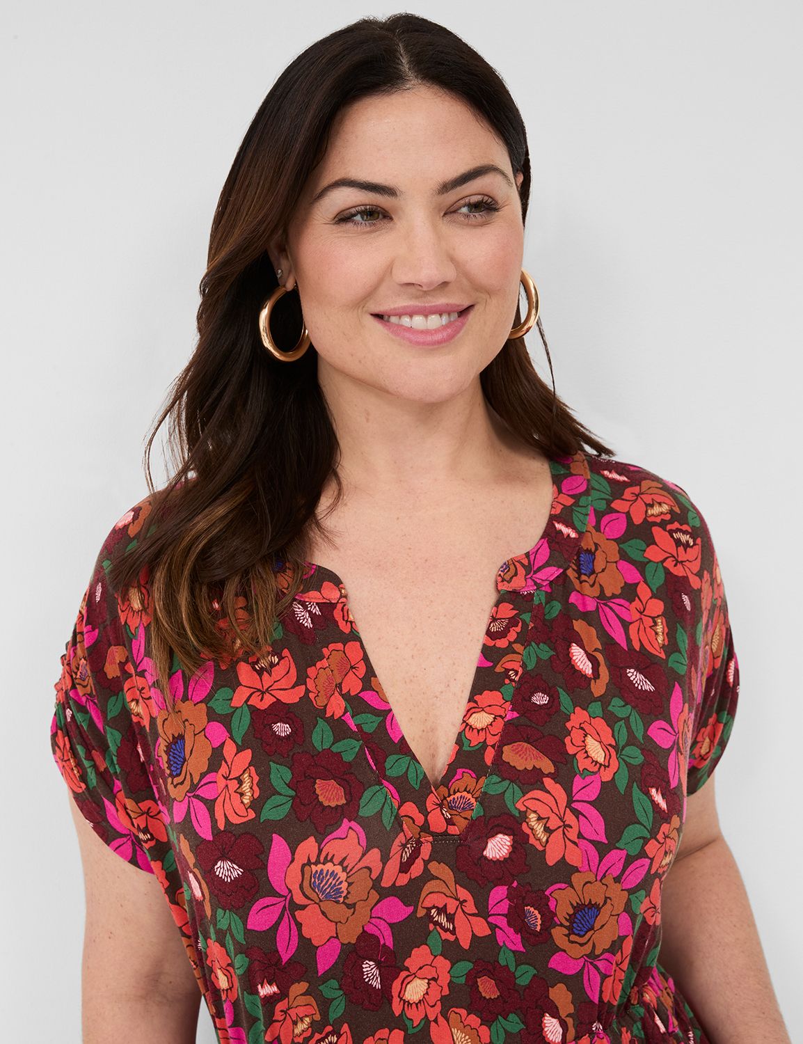 EXTENDED SHIRRED SHOULDER SPLIT NK | LaneBryant