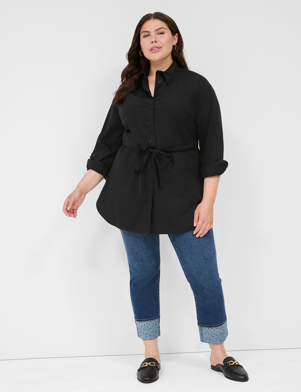 Classic Long Sleeve Button Down Tun | LaneBryant