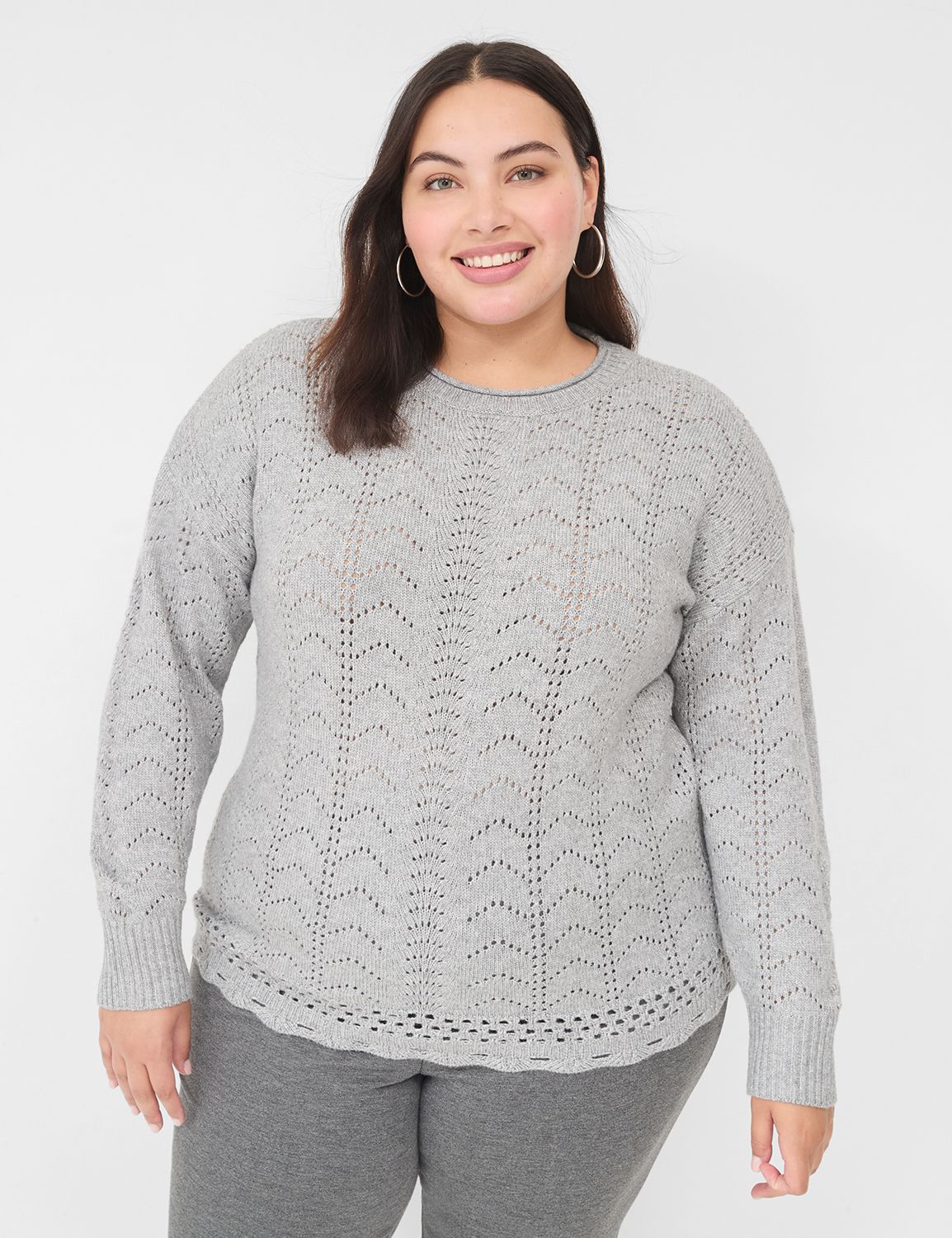 Classic Long Sleeve Crew Neck Point | LaneBryant