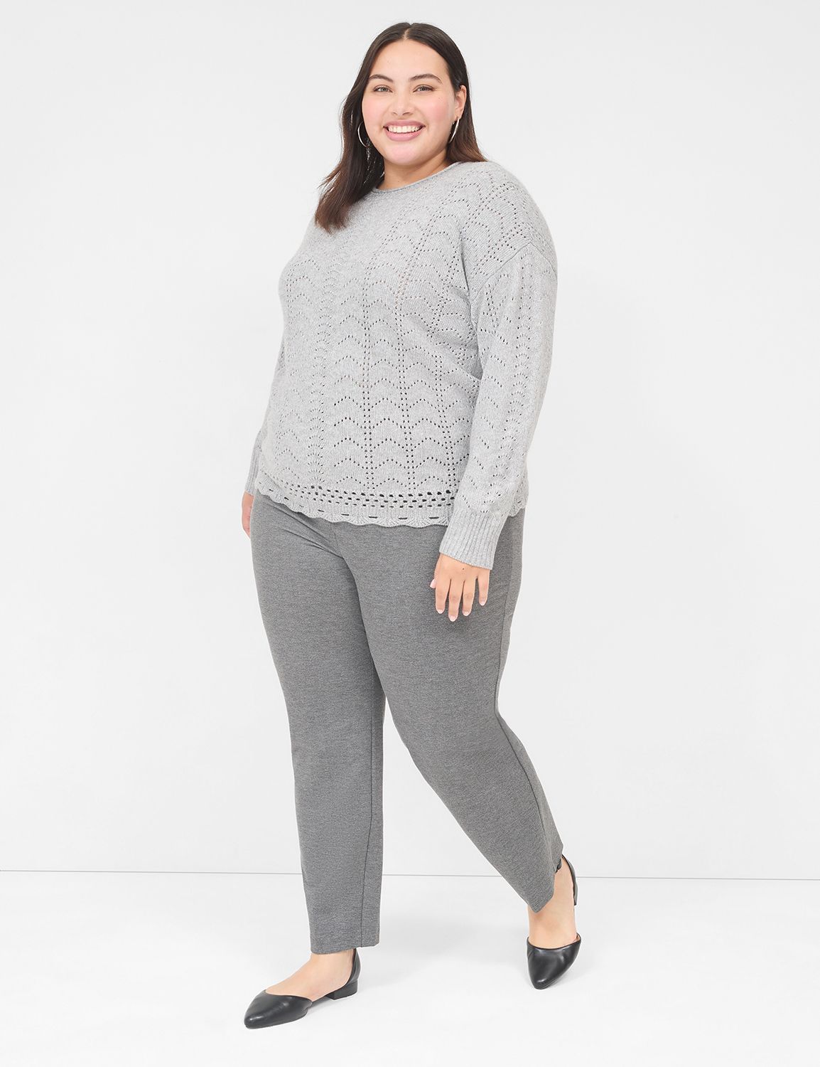 Classic Long Sleeve Crew Neck Point | LaneBryant