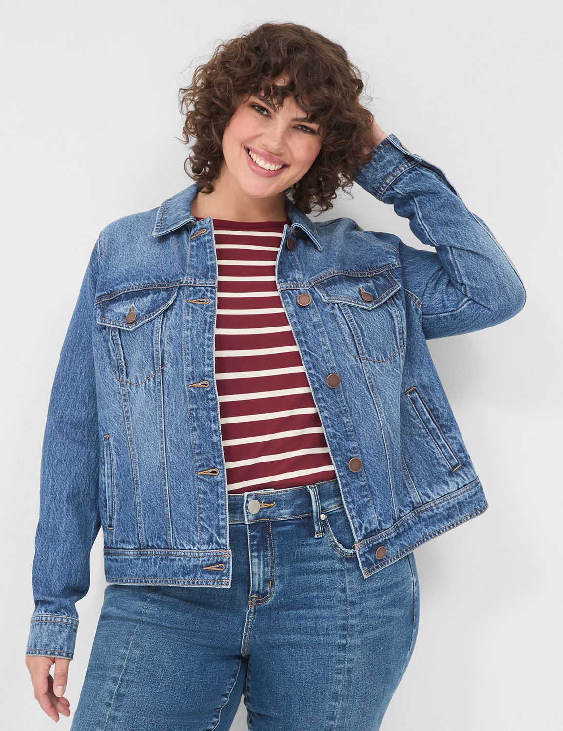 NEW CORE DENIM JACKET - TINTED WASH | LaneBryant