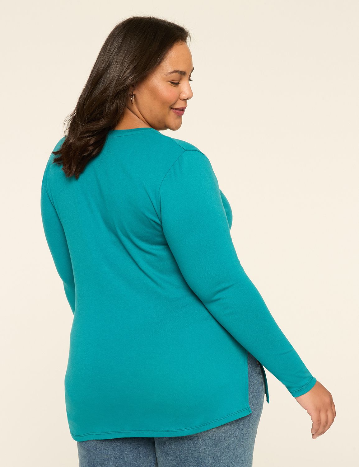 Classic Long Sleeve V-Neck Tunic Te | LaneBryant