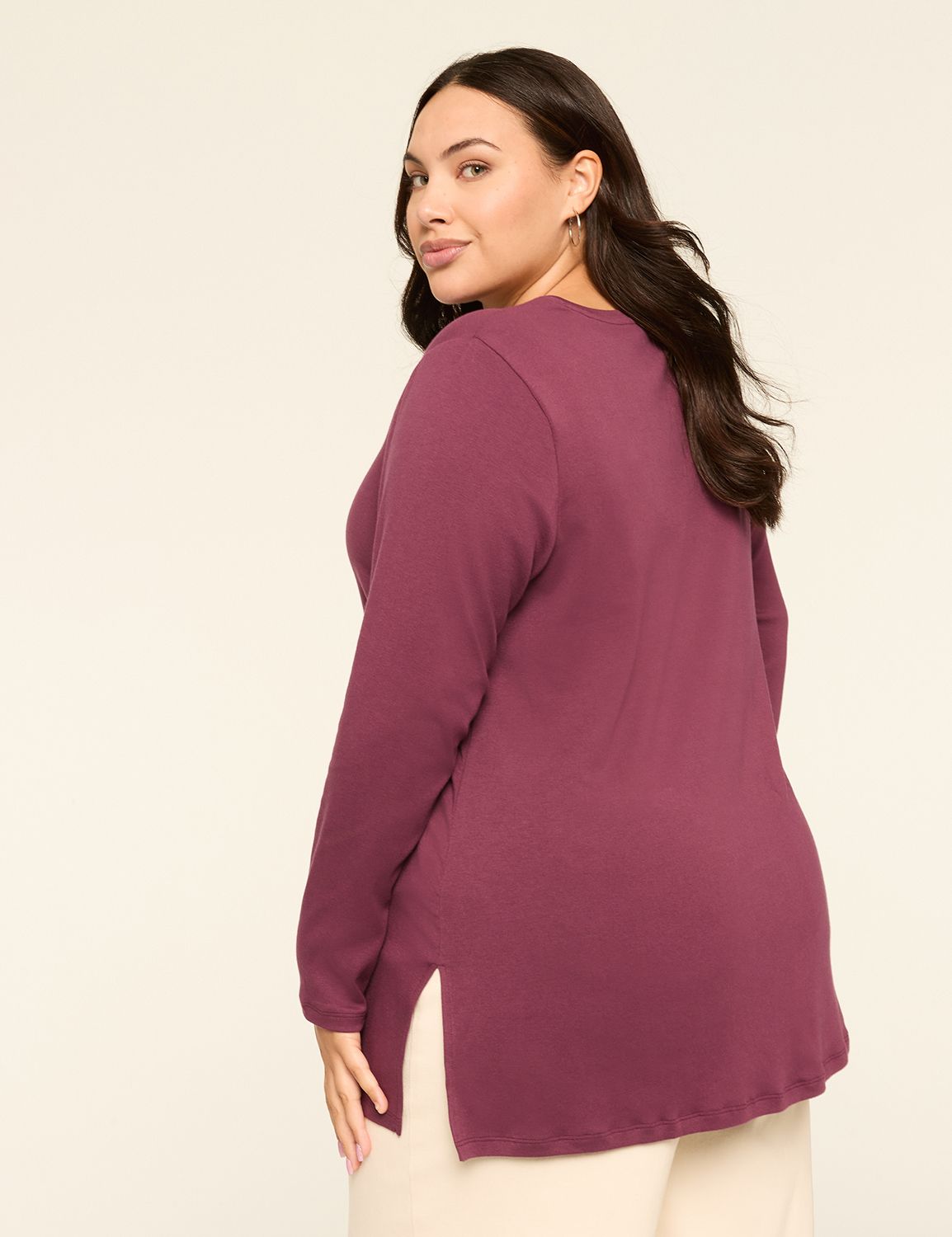 Classic Long Sleeve V-Neck Tunic Te | LaneBryant