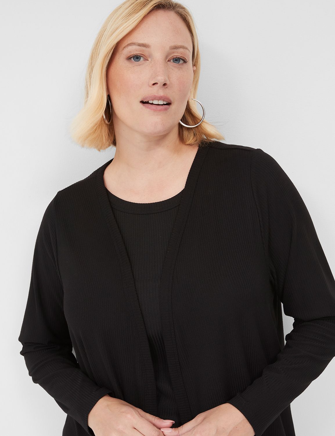 Long-Sleeve Open-Front Overpiece | LaneBryant