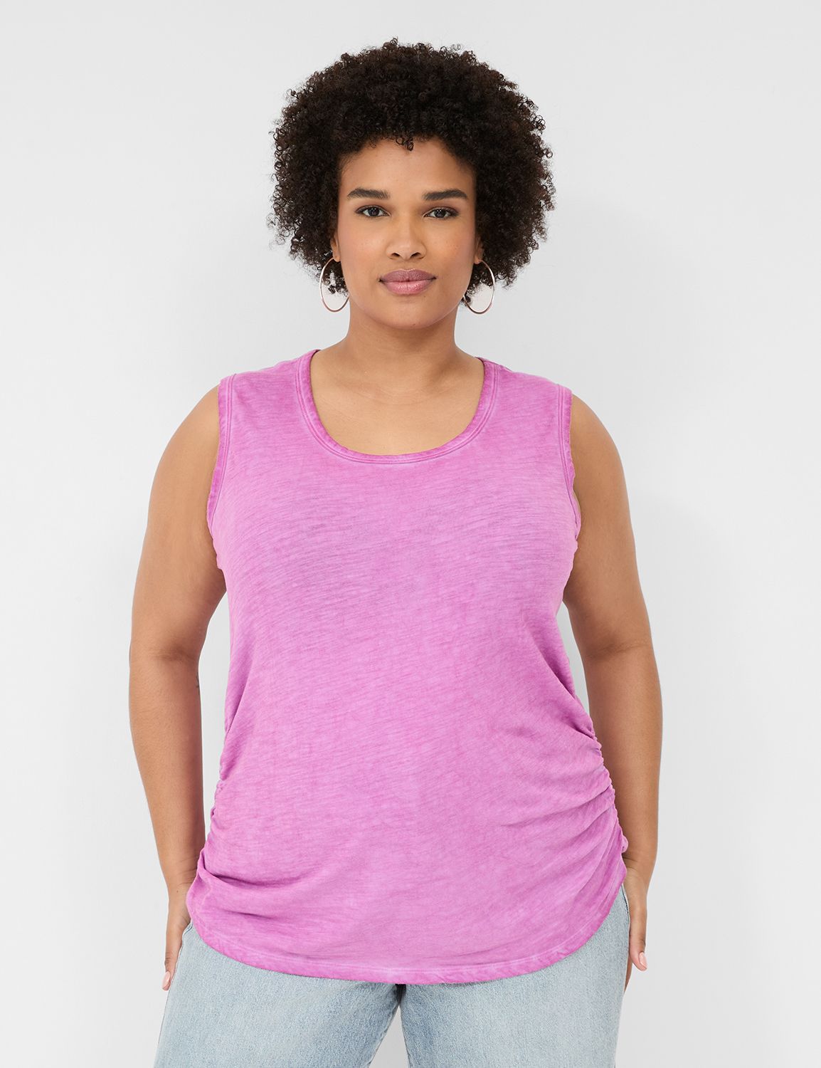 Casual Scoop Neck Side Ruched Tank | LaneBryant