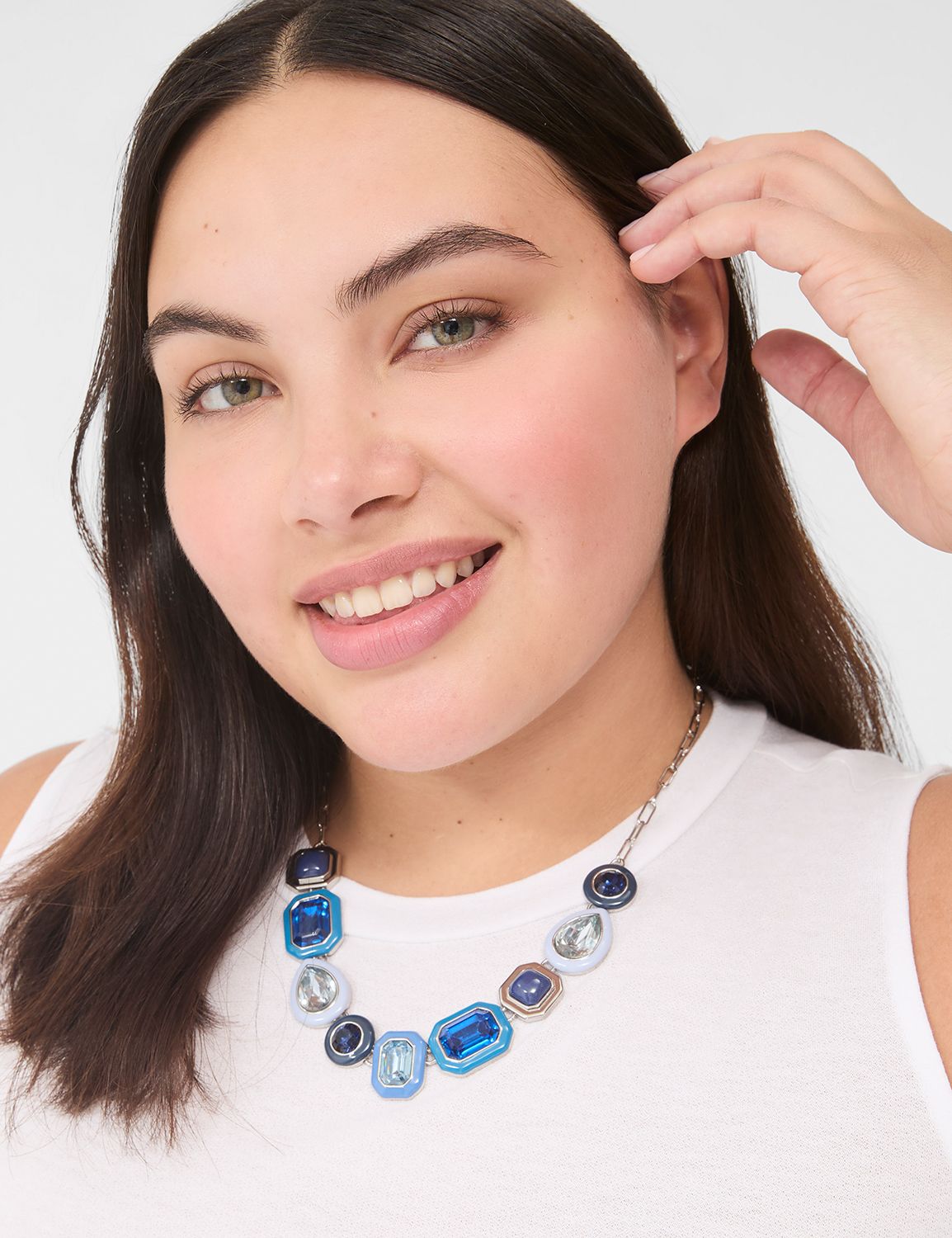 Blue Enamel Stone Necklace | LaneBryant