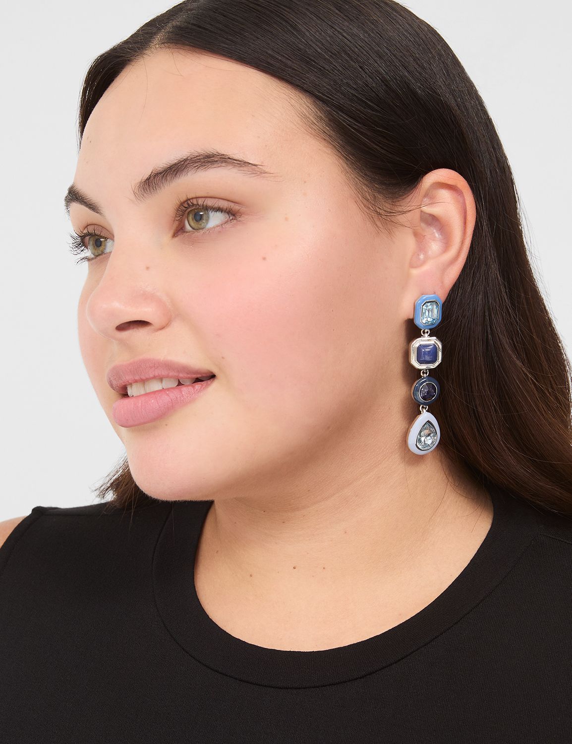 Blue Enamel Stone Drop Earrings | LaneBryant