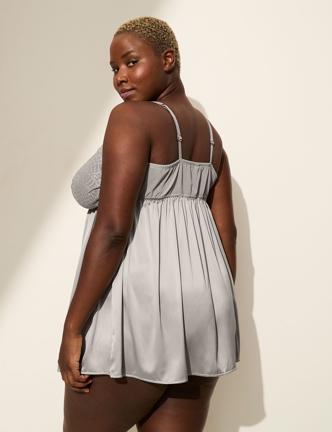 Metallic Lace Satin Babydoll | LaneBryant