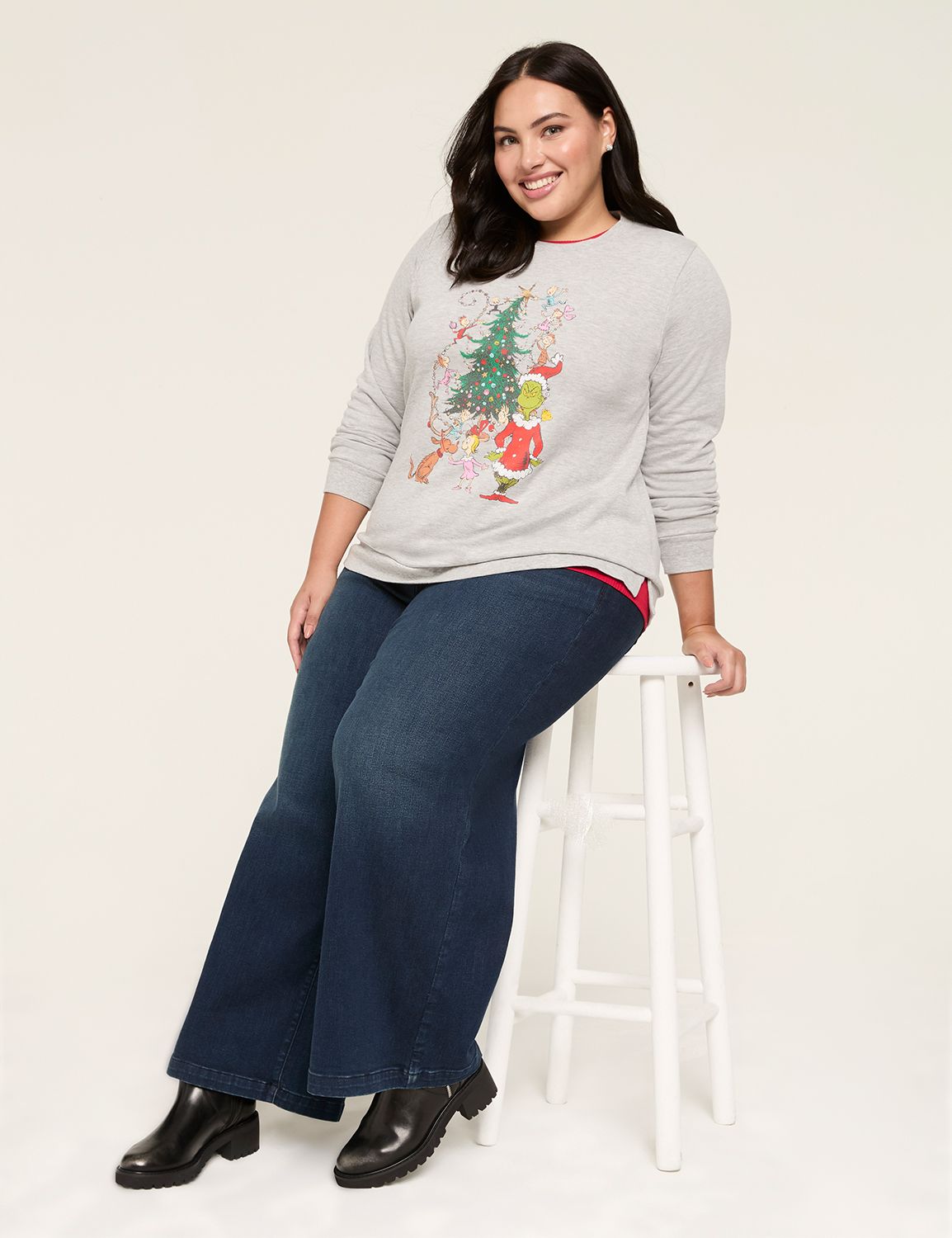 Grinch Christmas Tree Graphic Sweatshirt | LaneBryant