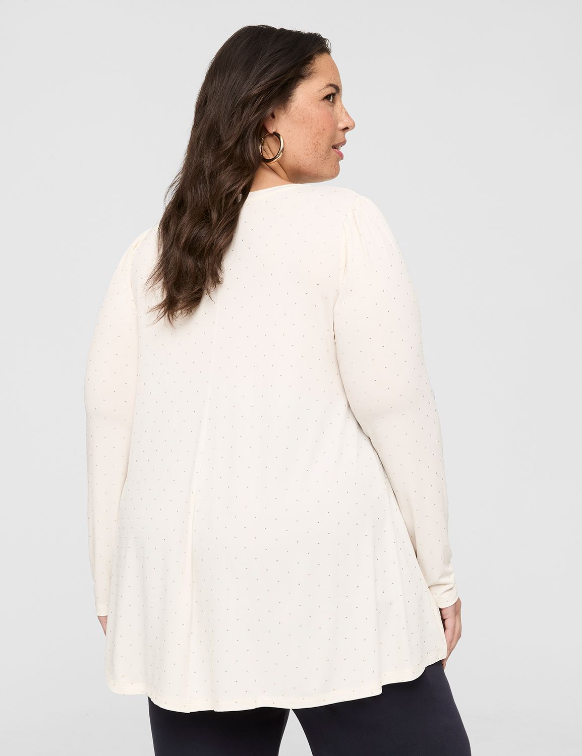 Long Sleeve Crew Neck Dew Drop Stud | LaneBryant