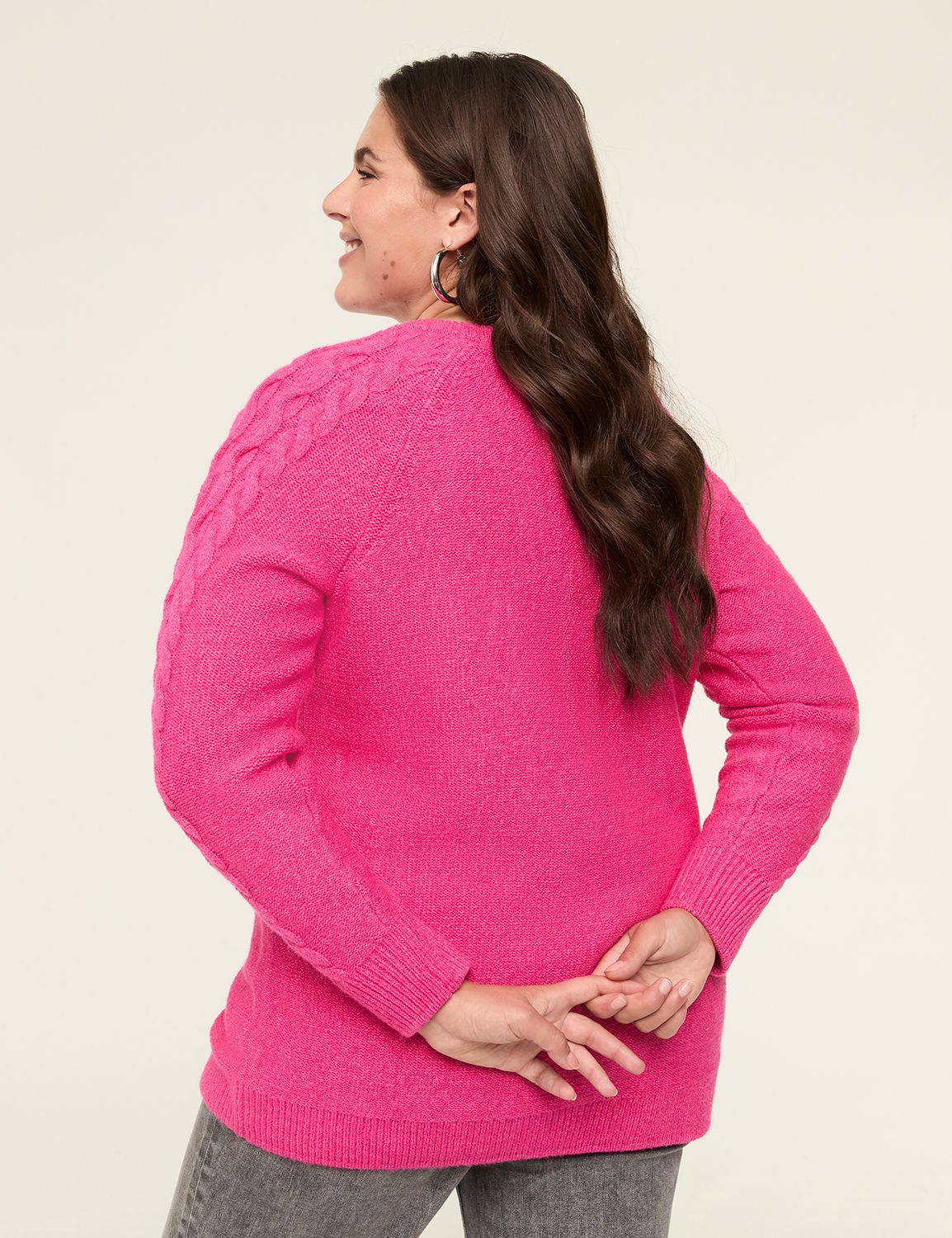 Cable Knit V-Neck Sweater | LaneBryant