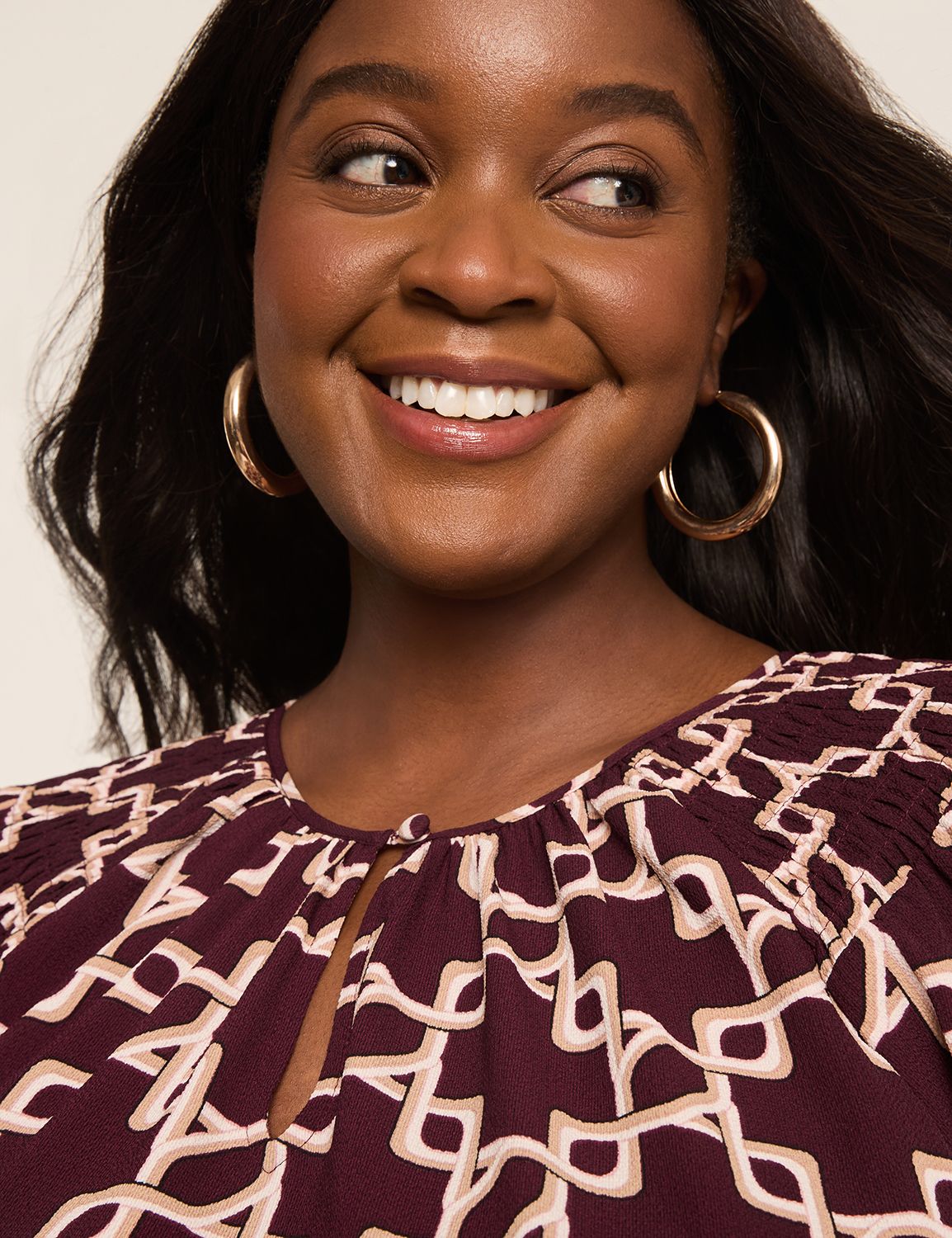 Classic Long Sleeve Smocked Yoke Bl | LaneBryant