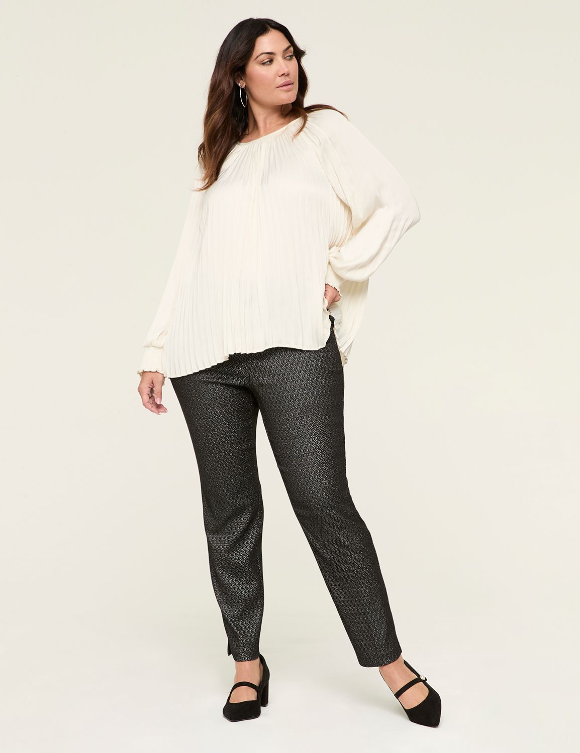 Lurex Shimmer 4-Season Slim Ankle Pant | LaneBryant