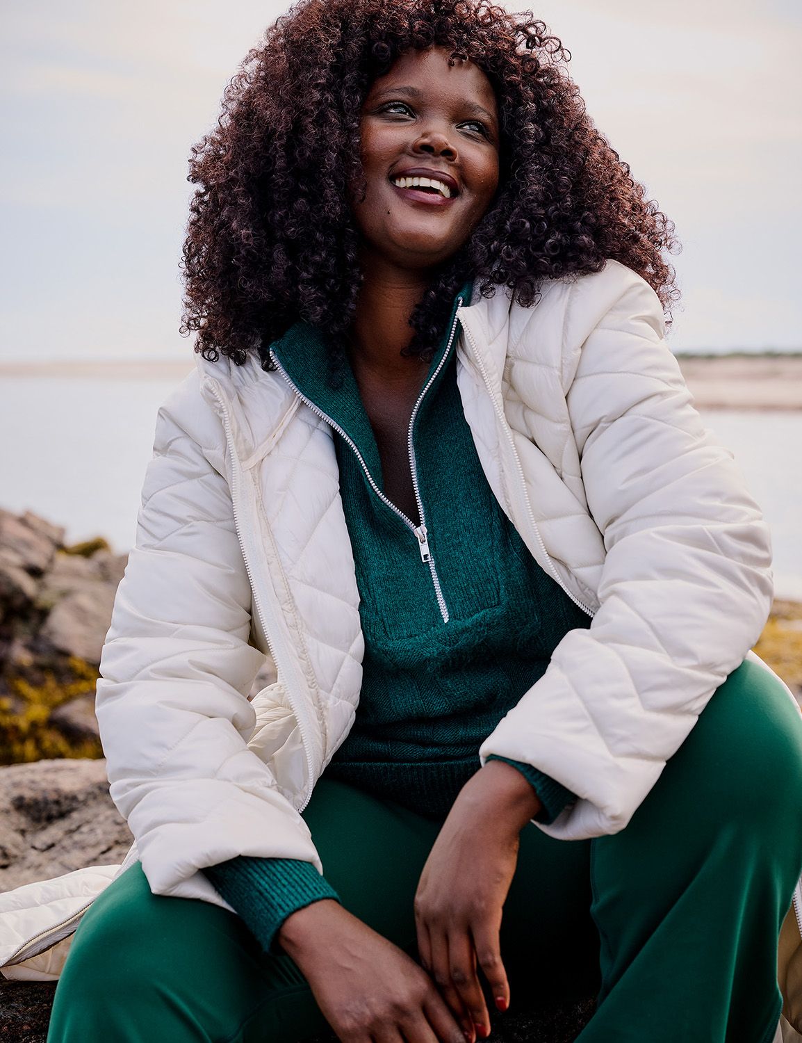 Classic Long Sleeve Zip Collar Cabl | LaneBryant