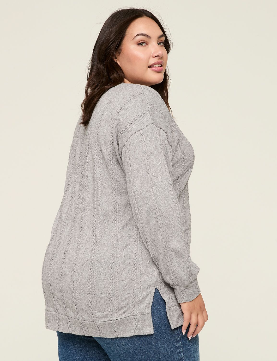 Long Sleeve V Neck Side Slit Tunic | LaneBryant