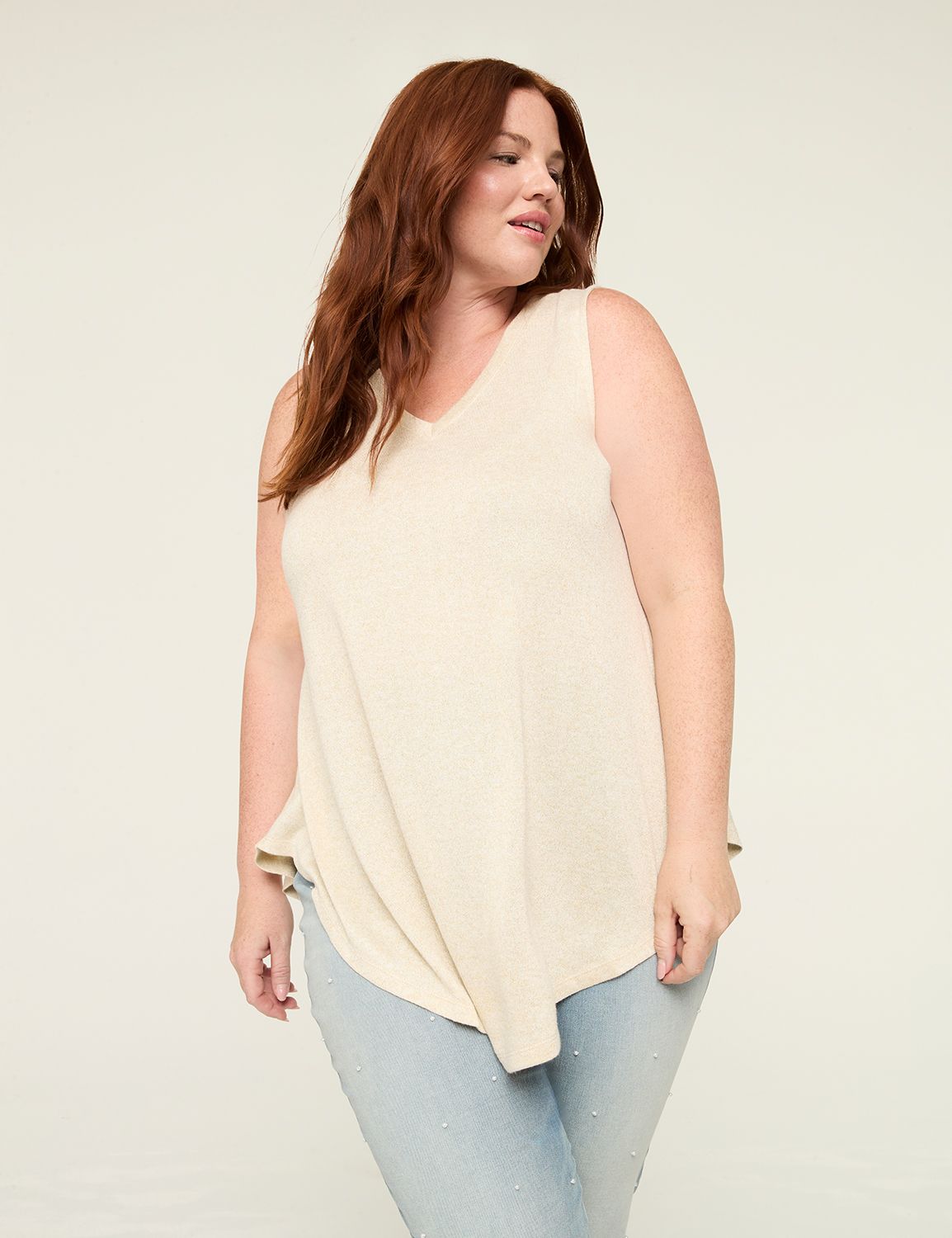 Sleeveless V-Neck Swing Tank F 1143 | LaneBryant