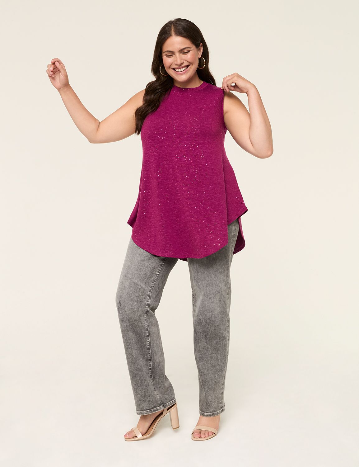 Glitter Swing High-Neck Tunic | LaneBryant