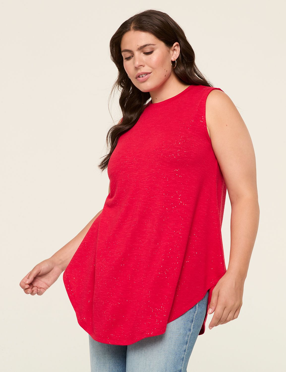Sleeveless High Neck Swing Glitter | LaneBryant