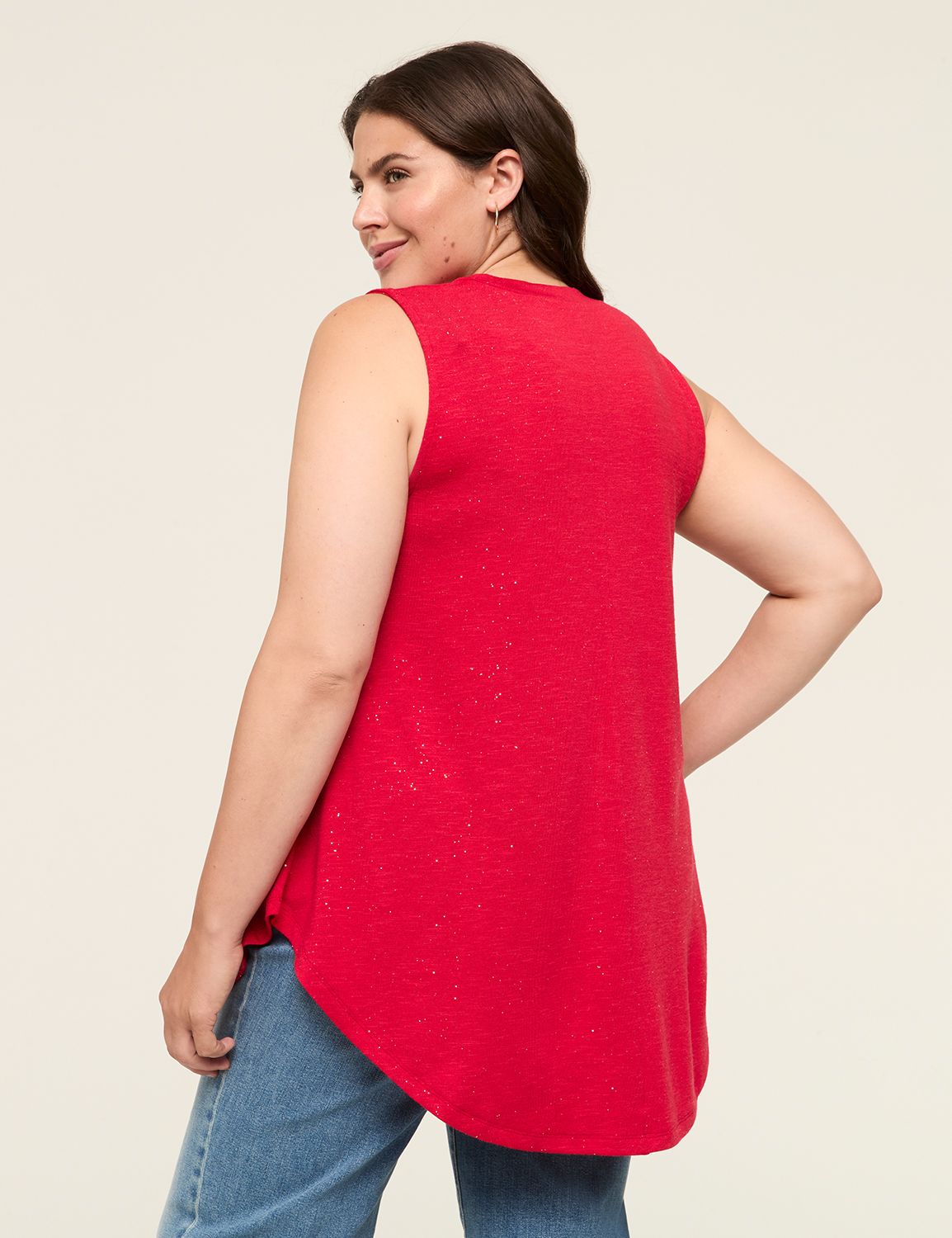 Sleeveless High Neck Swing Glitter | LaneBryant