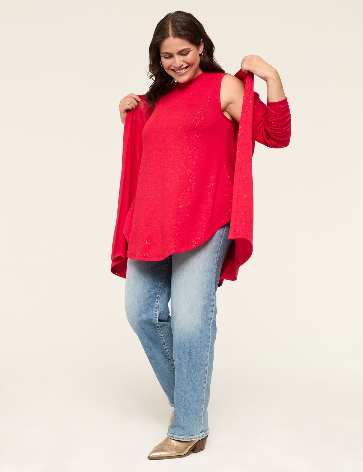 Sleeveless High Neck Swing Glitter | LaneBryant