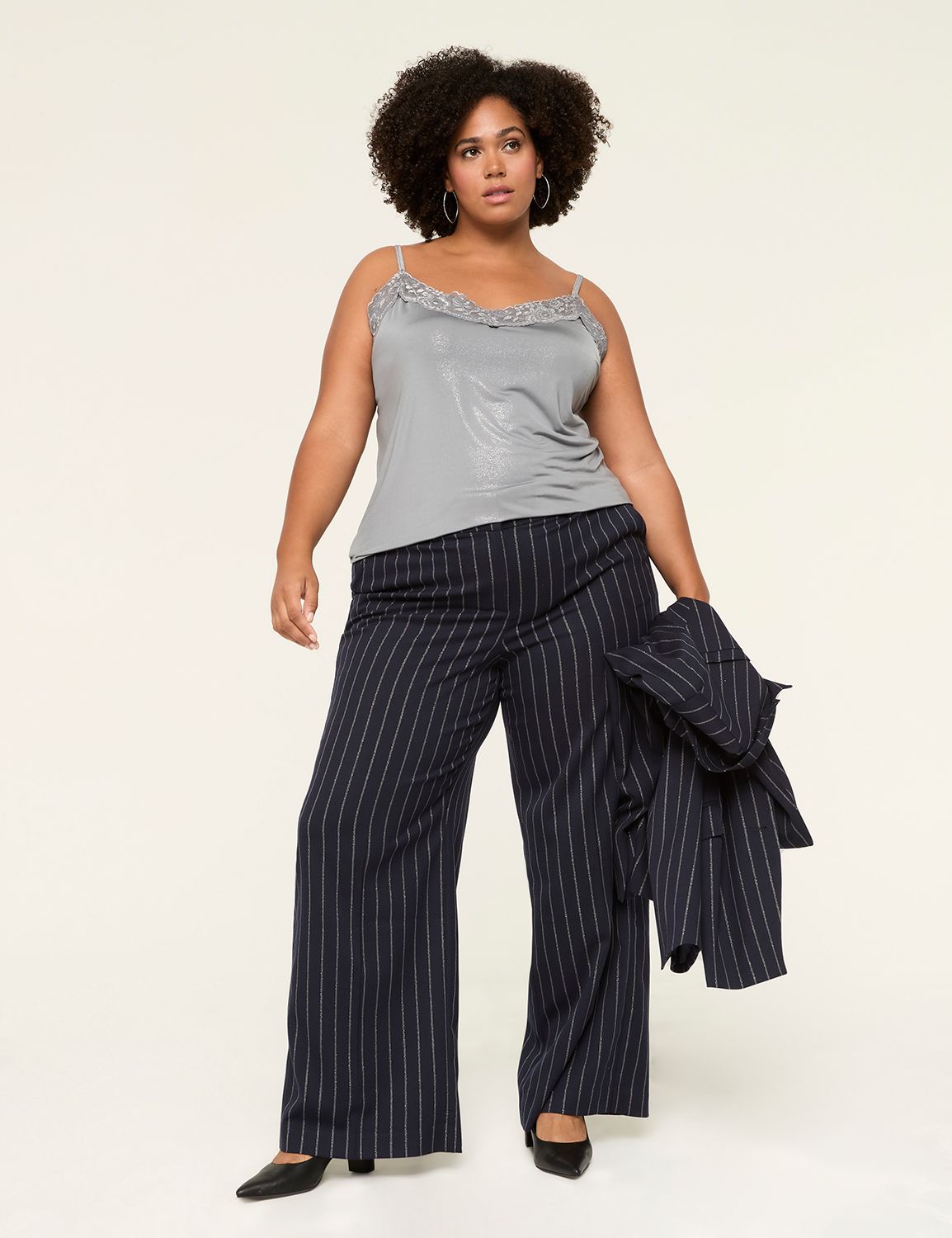 Metallic Lace-Trim Cami | LaneBryant