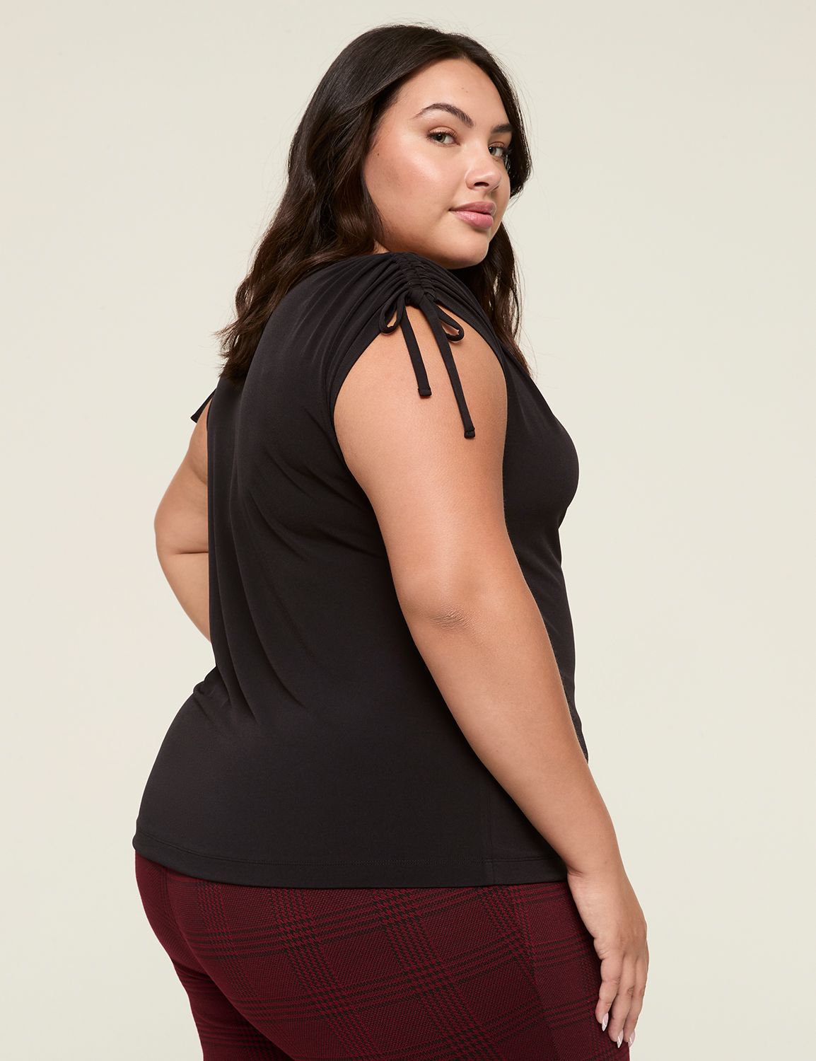 Classic Drawcord Cap Sleeve Drape N | LaneBryant