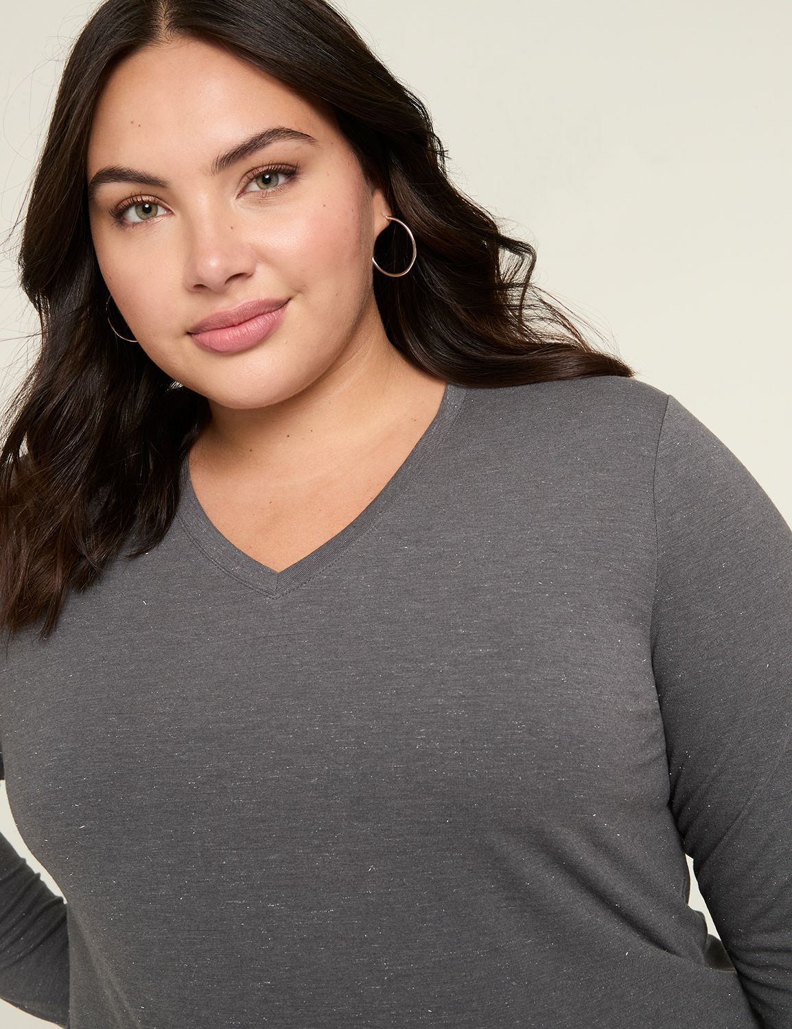 Classic Long Sleeve V-Neck Tunic Te | LaneBryant