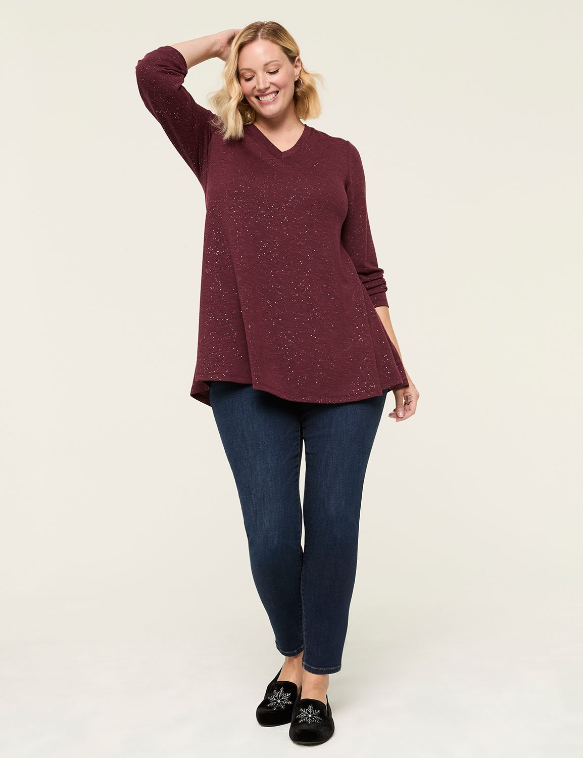 Swing Sparkle V-Neck Tee | LaneBryant