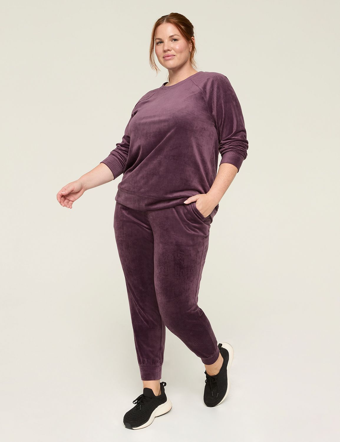 LIVI Ribbed Velour Jogger | LaneBryant